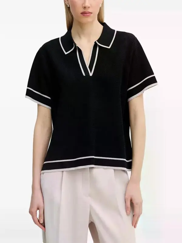 MARC AUREL Stripe-trim Knitted Polo Sweater