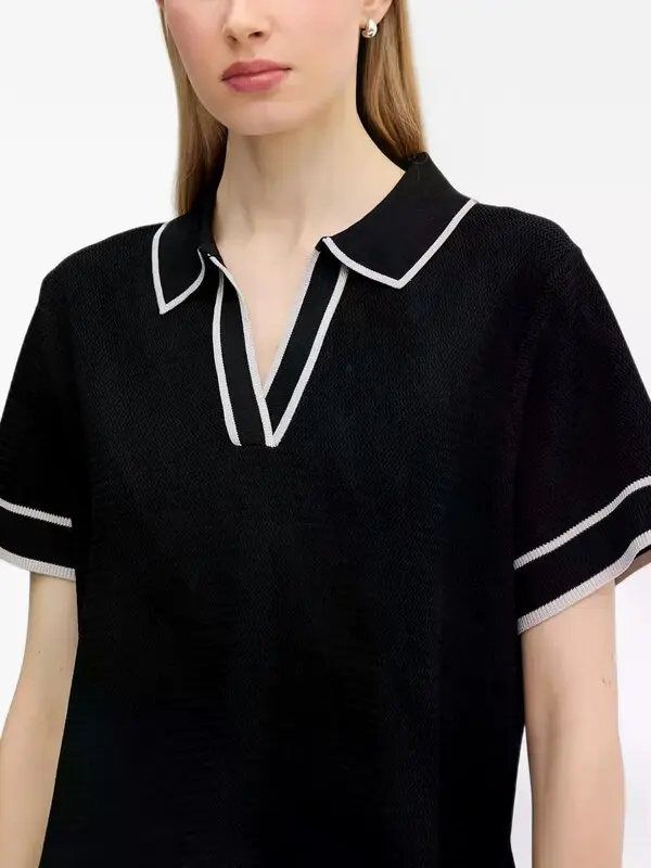 MARC AUREL Stripe-trim Knitted Polo Sweater