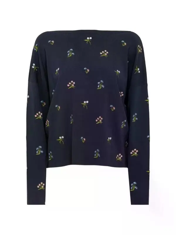 BLUGIRL Floral-embroidered V-neck Sweater