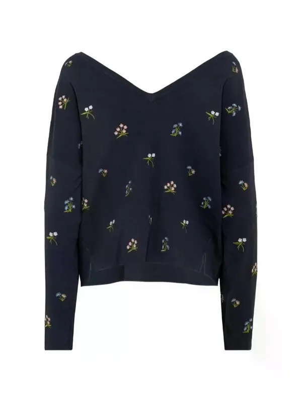 BLUGIRL Floral-embroidered V-neck Sweater