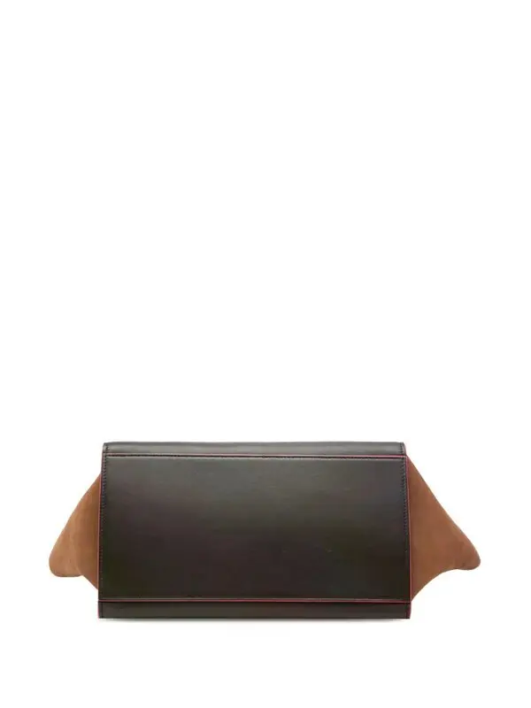 Celine 2015 Small Tricolor Calfskin And Nubuck Trapeze Satchel - Brown
