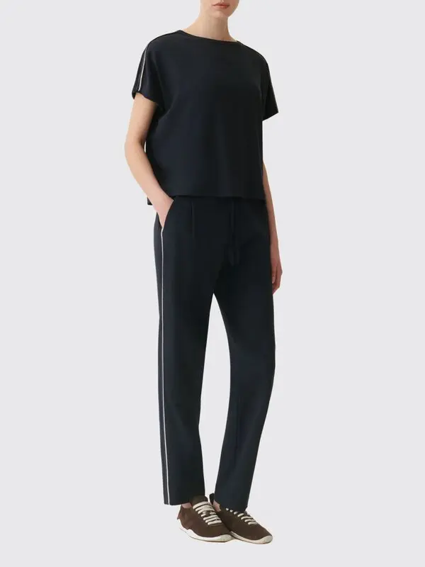 Fabiana Filippi High-waisted Straight Trousers With Drawstring And Jewel Detail