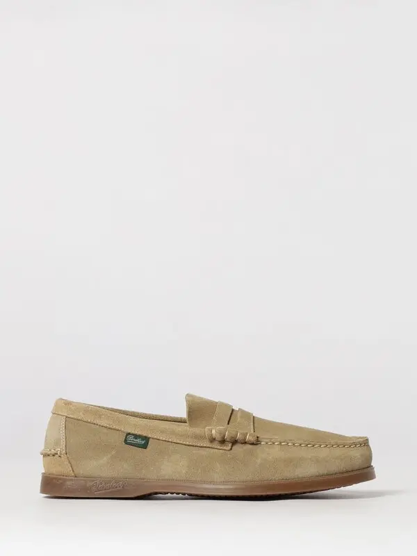 Paraboot Classic Suede Loafers With Penny Bar And Rubber Sole