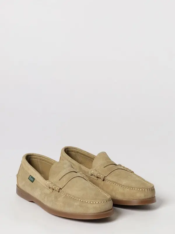 Paraboot Classic Suede Loafers With Penny Bar And Rubber Sole