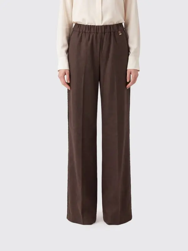 Herno Wide-leg Wool Blend Palazzo Pants With An Elasticated Waist - Brown