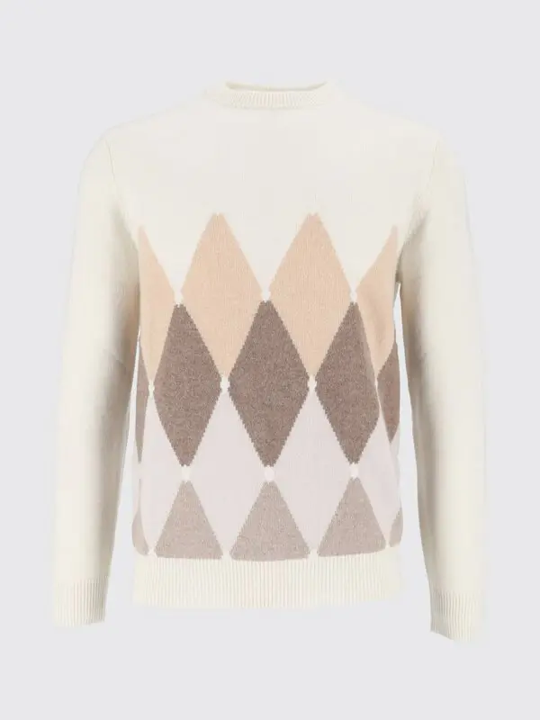 BALLANTYNE Diamond Pattern Pure Cashmere Crewneck Sweater