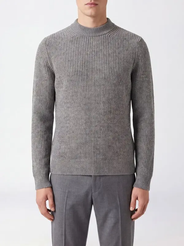 ZANONE Ribbed Virgin Wool Crewneck Sweater - Grey