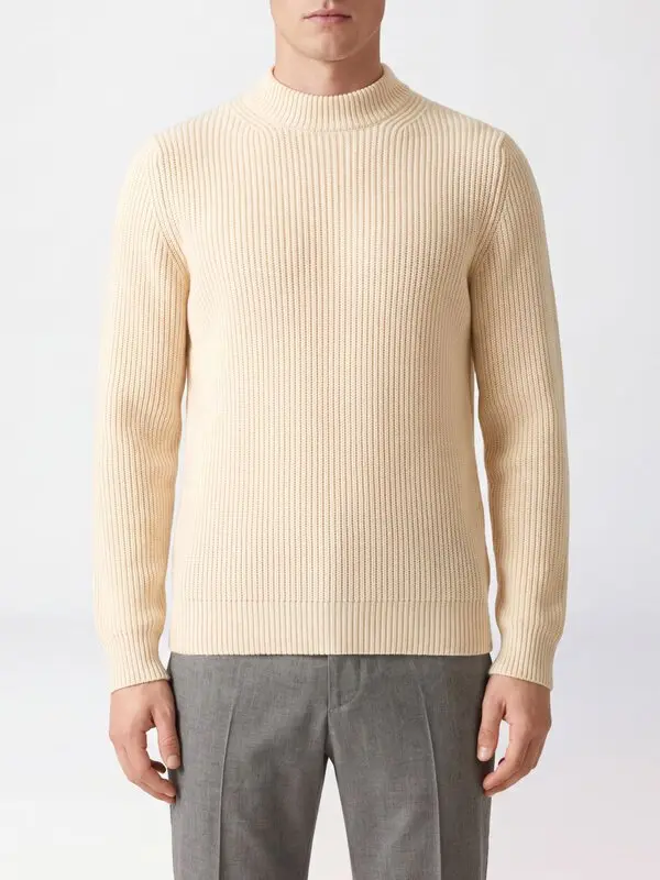 ZANONE Ribbed Virgin Wool Crewneck Sweater - White
