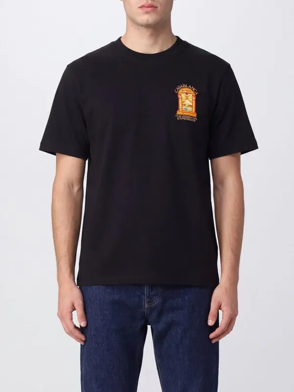 Casablanca Graphic Print Organic Cotton Crew-neck T-shirt - Black