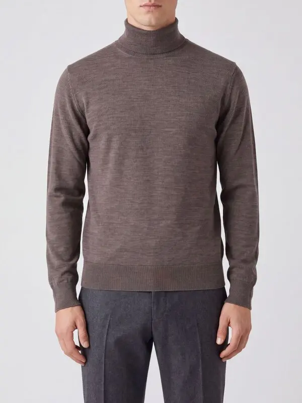 BALLANTYNE Virgin Wool Long-sleeved Turtleneck Sweater - Brown