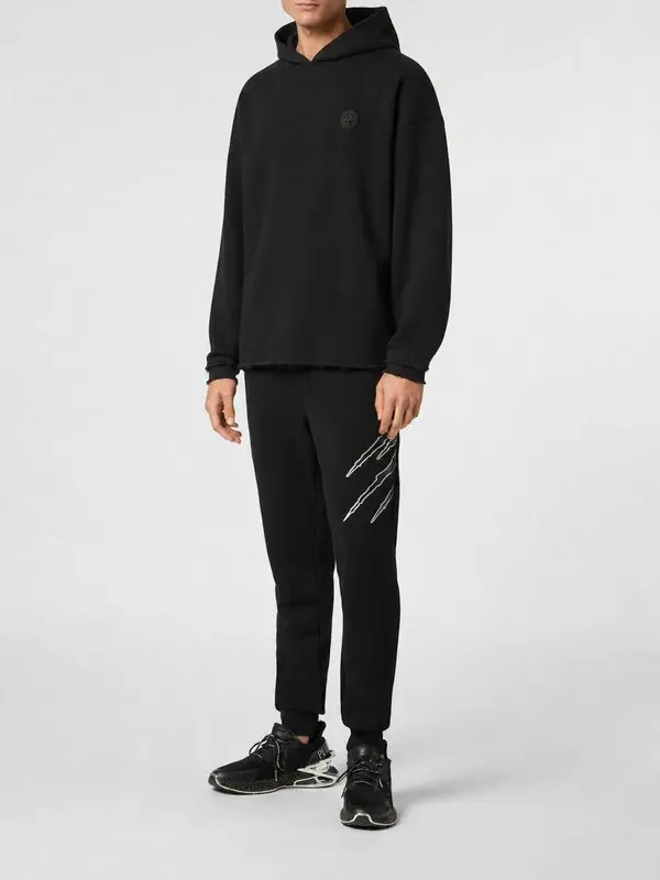 PLEIN SPORT Raw-edge Cotton Hoodie