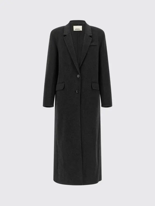 Isabel Marant Étoile Single-breasted Long Coat In Wool And Cashmere With Lapels