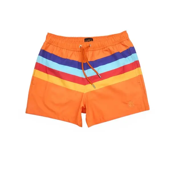 EIGHT X Malibu Stripe Swim Trunks - Orange