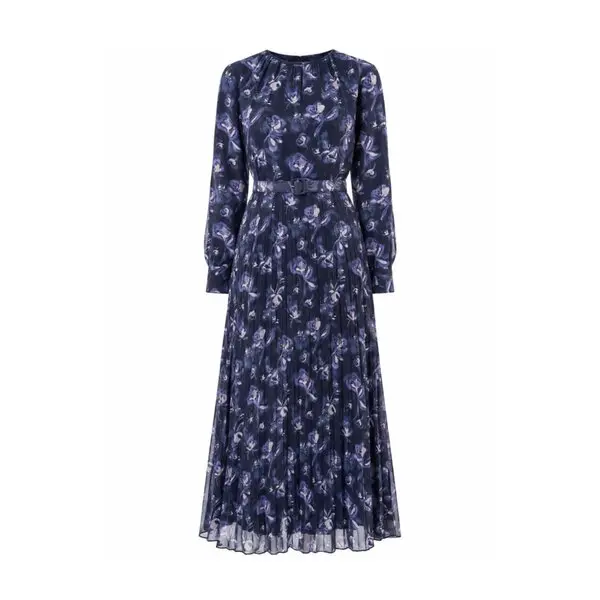 JOHN ABGIN Chiffon Floral Textured Pleated Maxi Dress