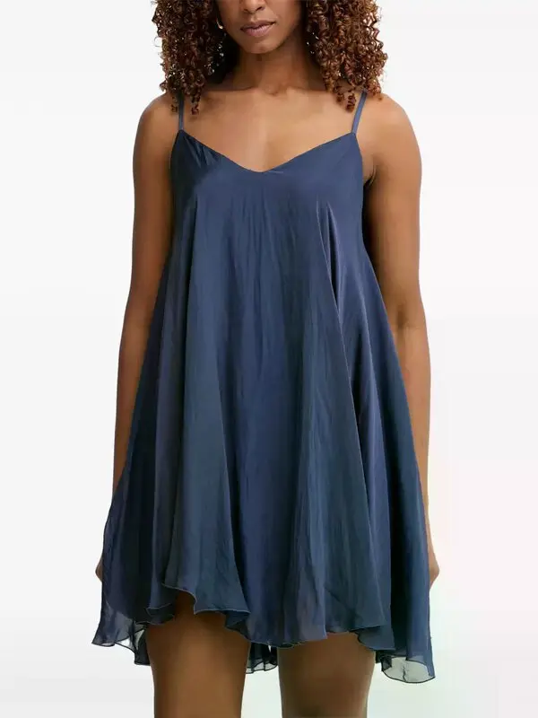 HAVEONE Mini V-neck Pleated Dress - Blue