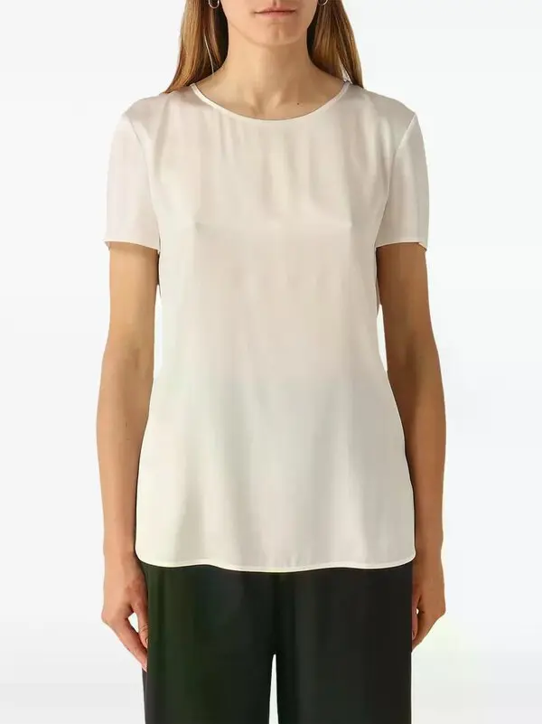 Max Mara Satin-finish Short-sleeve Top - Neutrals