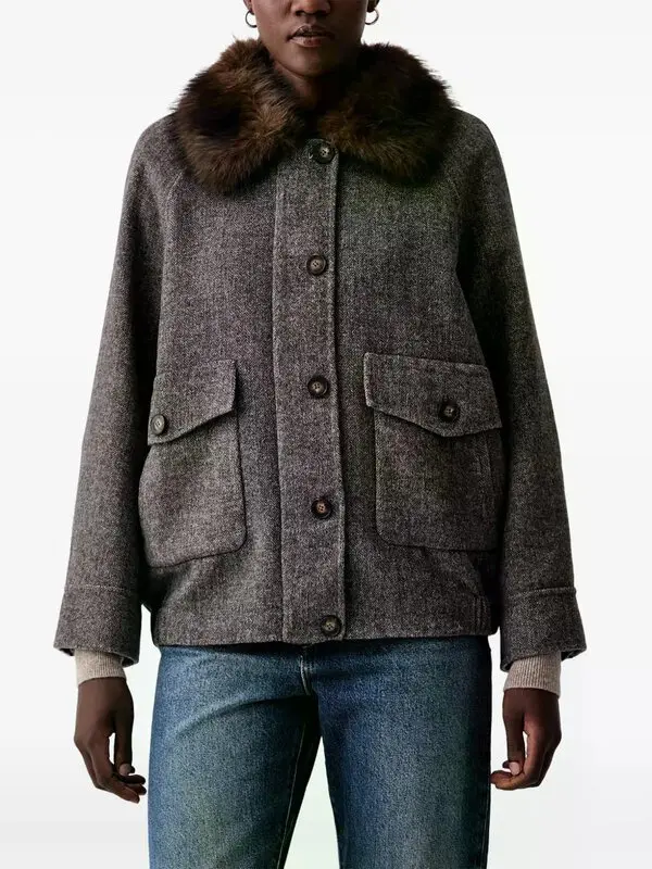 VICOLO Long-sleeve Faux-fur-collar Jacket