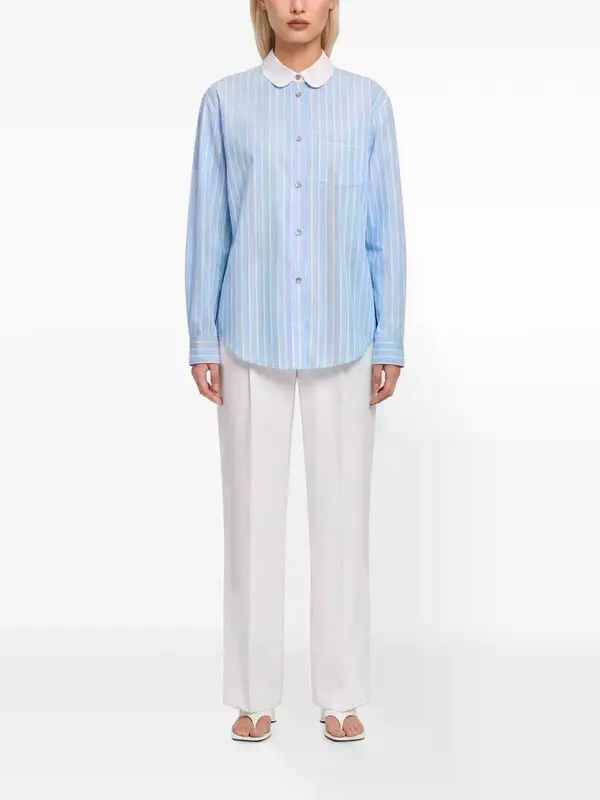 FORTE_FORTE Striped Peter Pan Collar Shirt