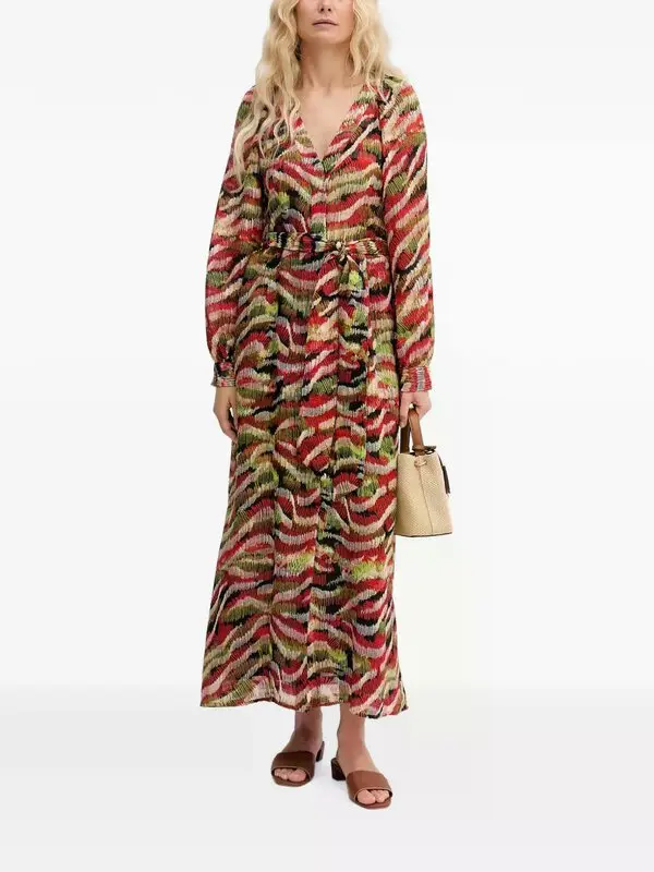 Lola Casademunt Abstract-print Belted Maxi Dress