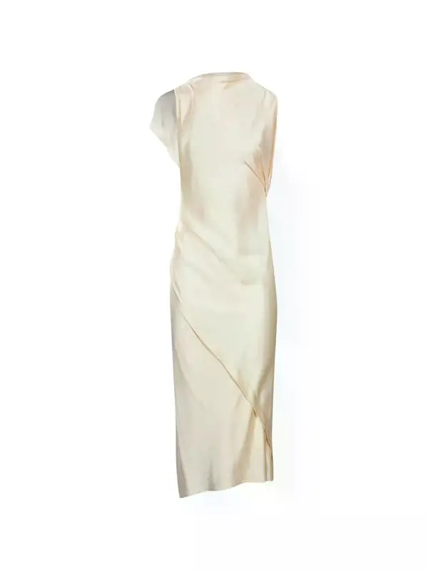 Victoria Beckham Kyra Asymmetric Draped Midi Dress - Neutrals