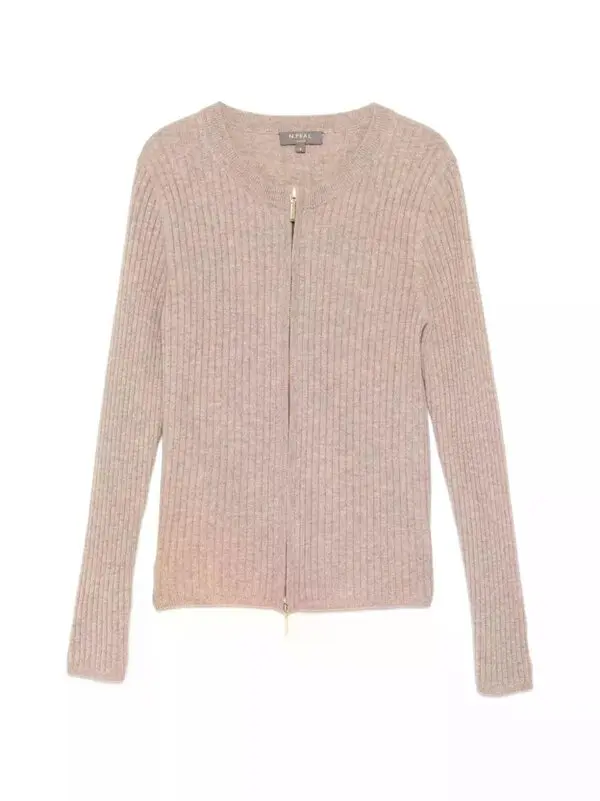 N.peal Ribbed Full Zip Cardigan