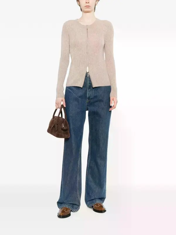N.peal Ribbed Full Zip Cardigan
