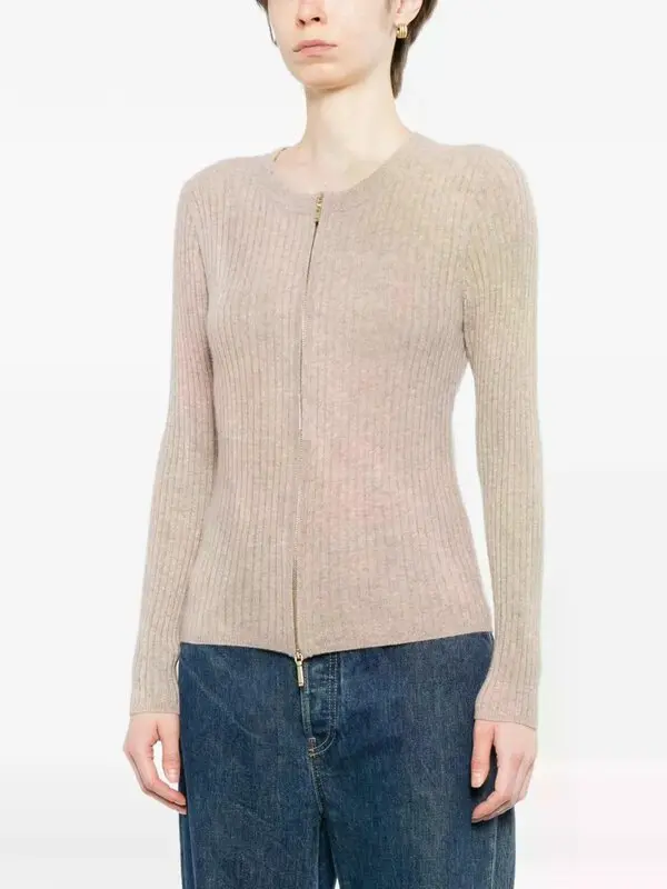 N.peal Ribbed Full Zip Cardigan