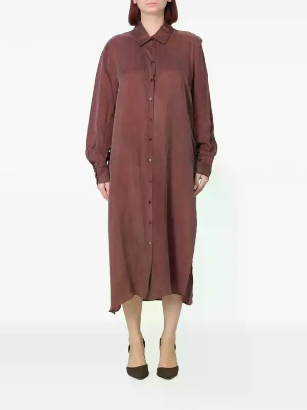 Patrizia Pepe Fly-embroidered Midi Shirt Dress - Brown