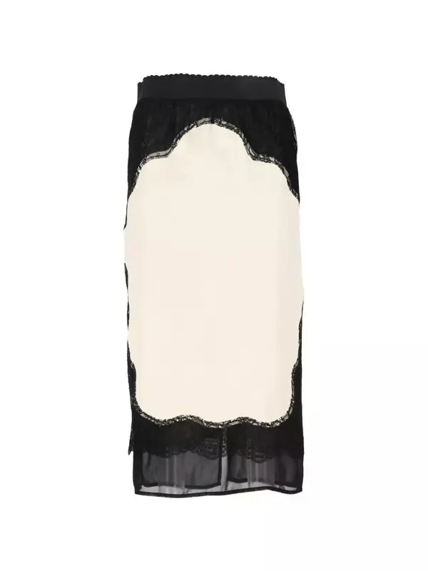Attico Lace-panelled Satin Midi Skirt - Neutrals
