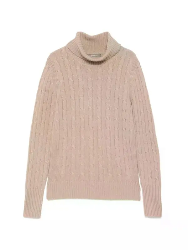 N.peal Adelyn Cable Roll Neck Knitted Top