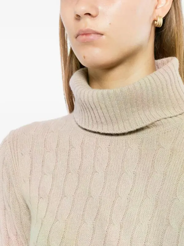N.peal Adelyn Cable Roll Neck Knitted Top