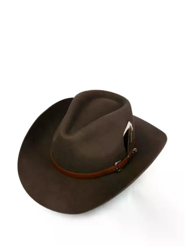 Stetson Buckle-detail Feather-trim Hat