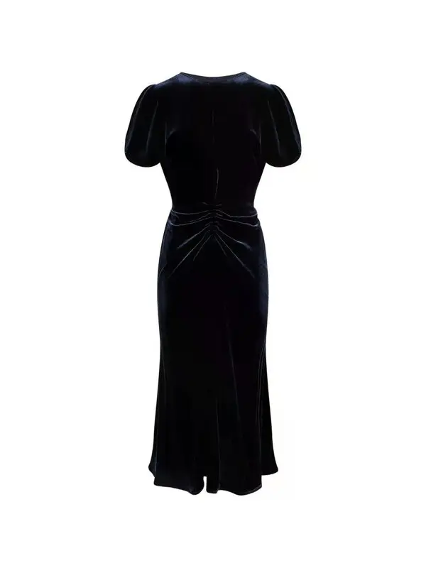 Victoria Beckham Midi Bela Gathered Puff-sleeve Dress