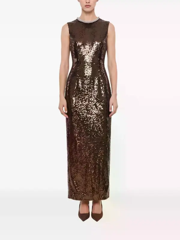 Roland Mouret Sequin-embellished Crystal-neckline Dress