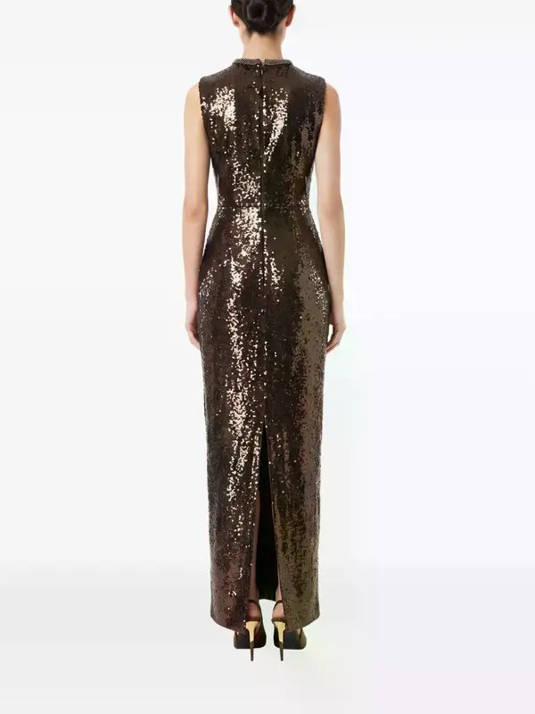 Roland Mouret Sequin-embellished Crystal-neckline Dress