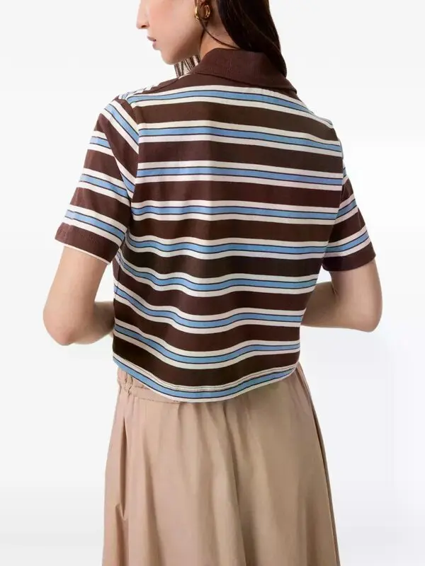 GAELLE PARIS Striped Cropped Polo Shirt