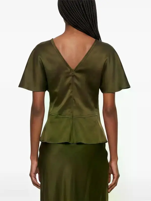 Victoria Beckham Bela Satin-finish Peplum Top