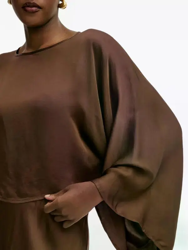 HAVEONE Batwing-sleeve Cropped Top - Brown