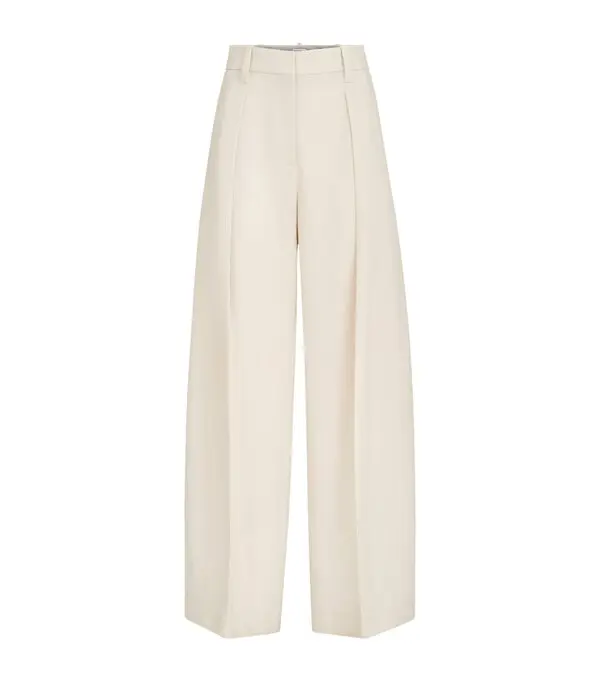Brunello Cucinelli Virgin Wool Pleated Wide-leg Trousers