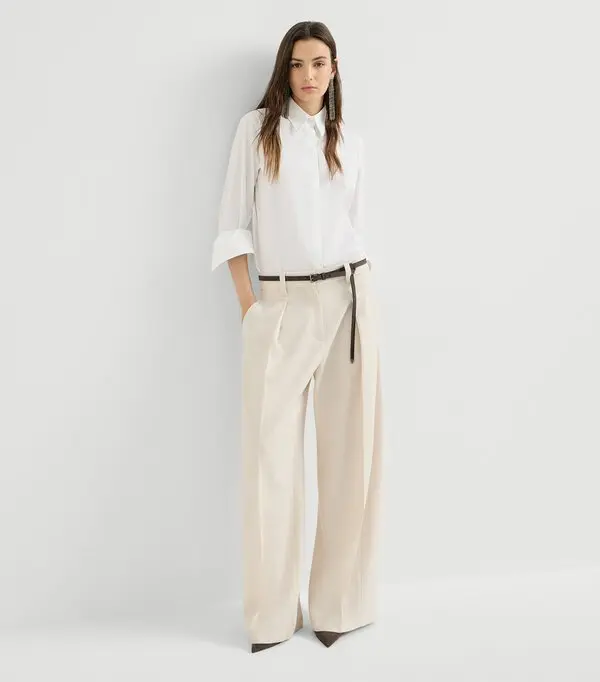 Brunello Cucinelli Virgin Wool Pleated Wide-leg Trousers