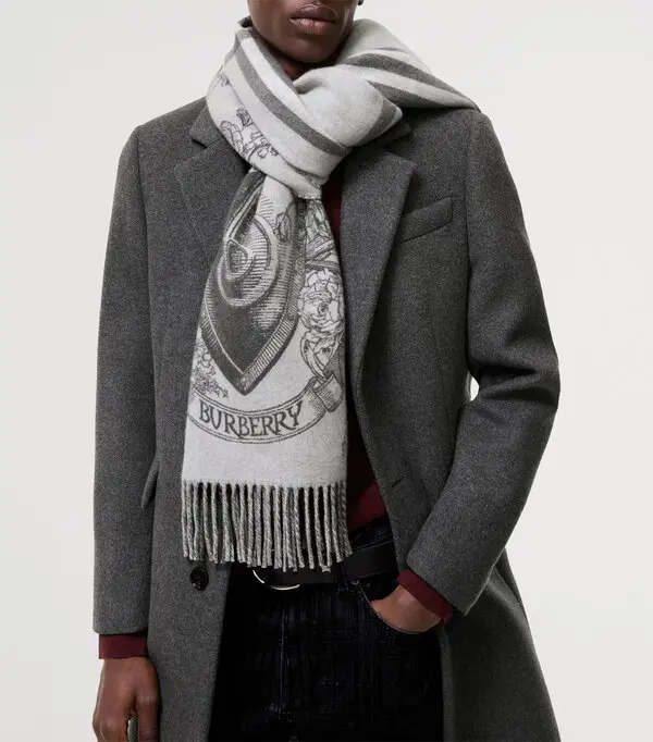 Burberry Cashmere Reversible Etched Knight Scarf