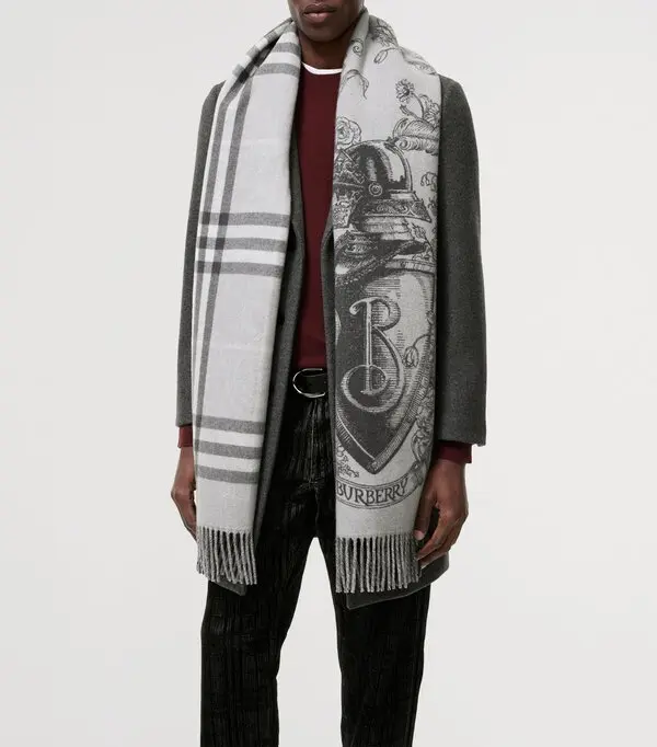 Burberry Cashmere Reversible Etched Knight Scarf