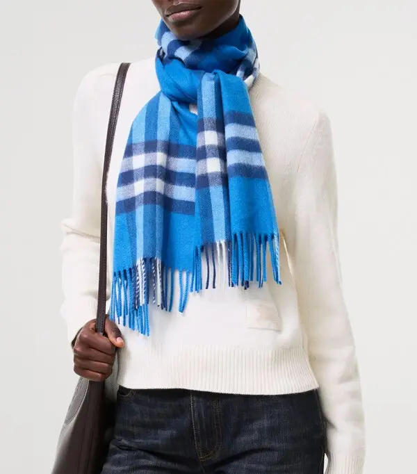 Burberry Cashmere Check Scarf - Blue