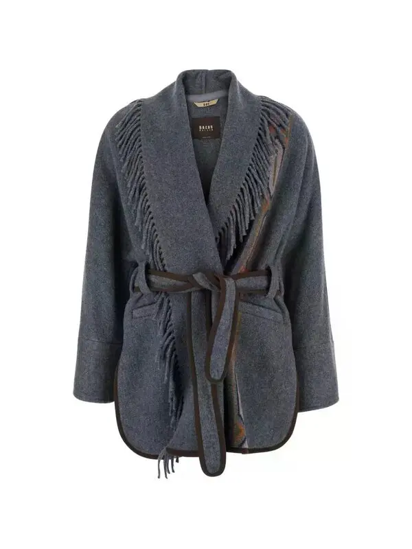 BAZAR DELUXE Fringed Belted Cardigan