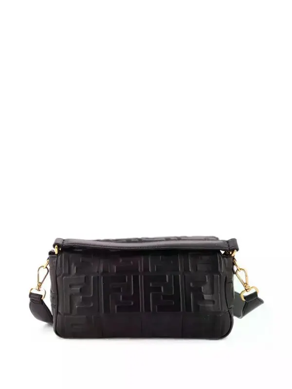 Fendi Baguette Nm Bag Zucca Embossed Leather Medium Crossbody Bag