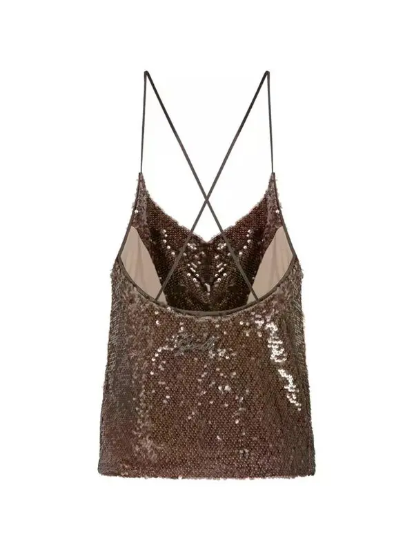 GAELLE PARIS Sequin-embellished Cowl-neck Top