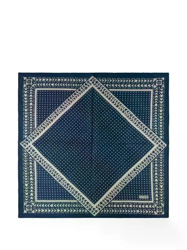 Stetson Geometric Polka-dot Scarf - Blue