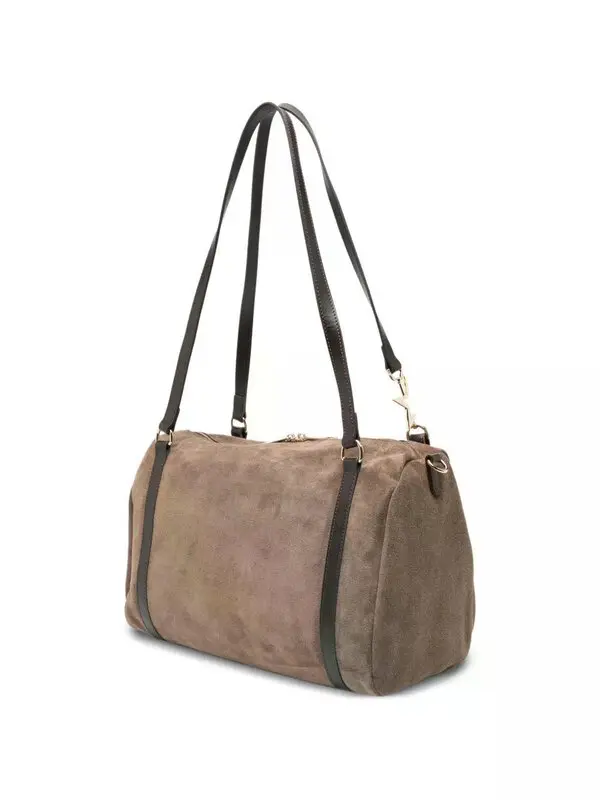 MARC ELLIS Suede-finish Logo-plaque Shoulder Bag - Neutrals