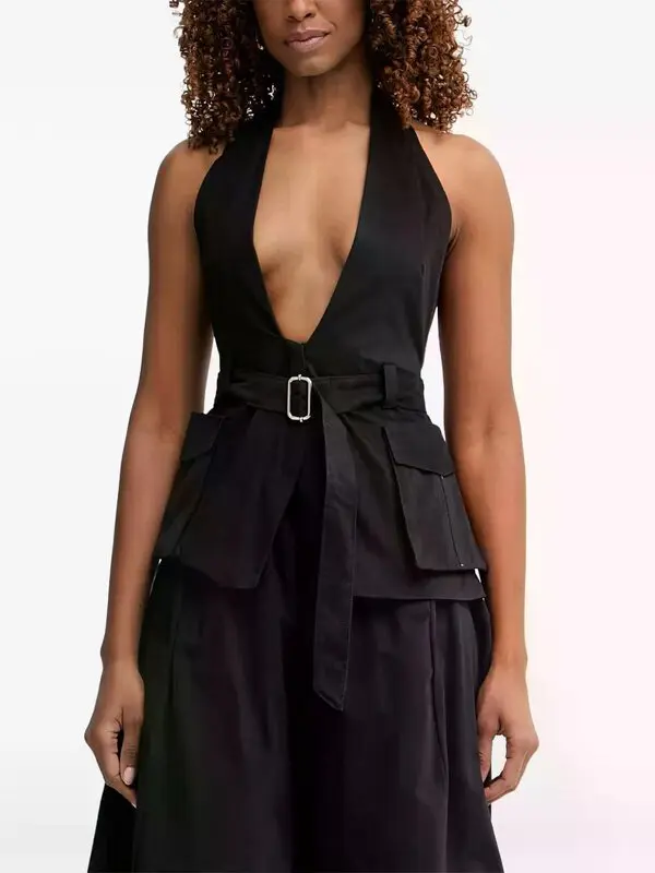 HAVEONE Belted Halterneck Top