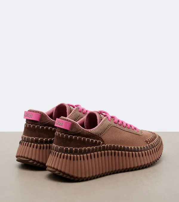 Chloé Nama Leather-trimmed Platform Sneakers